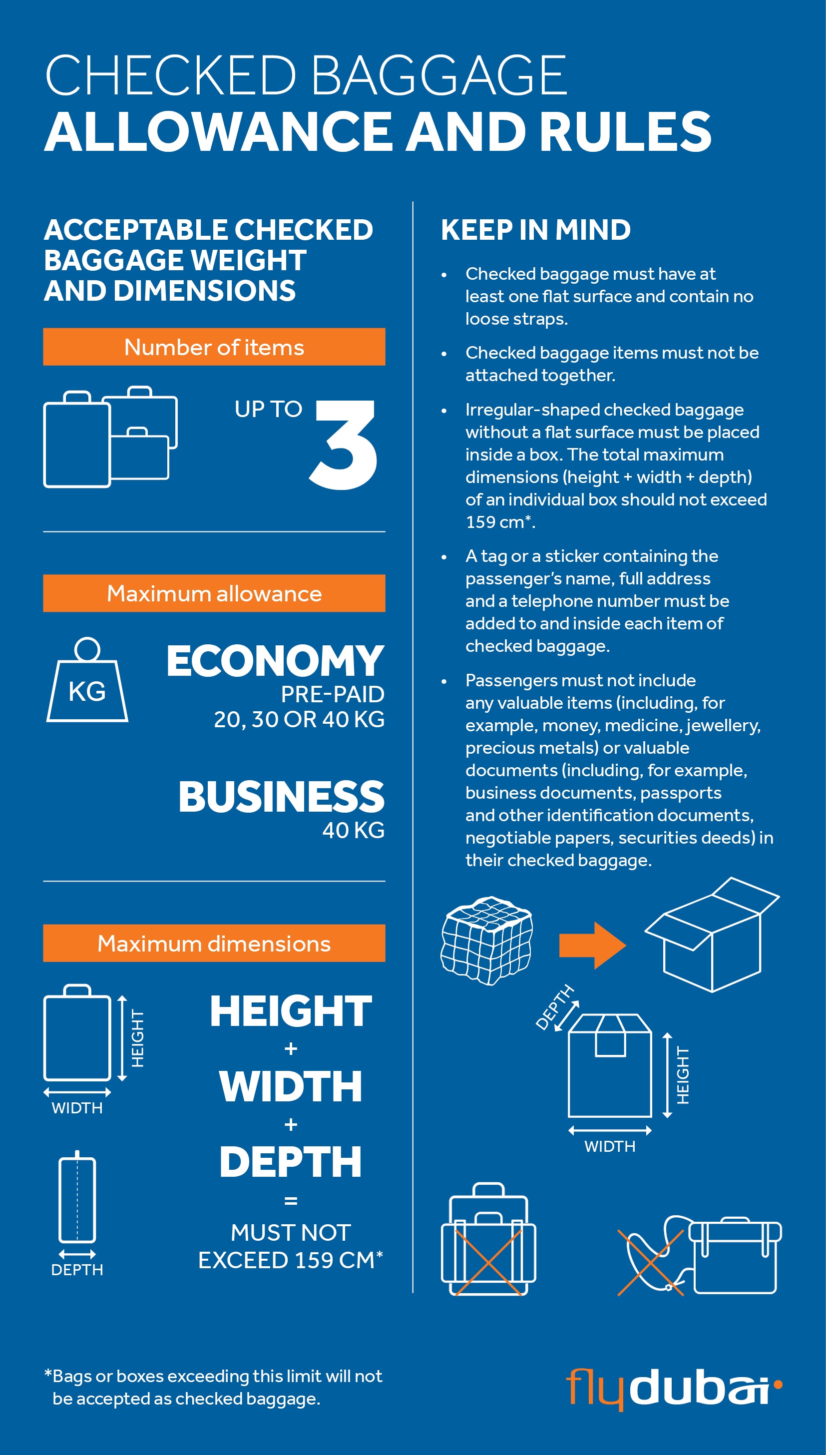 Checked Baggage Allowance for Economy & Business Class - flydubai